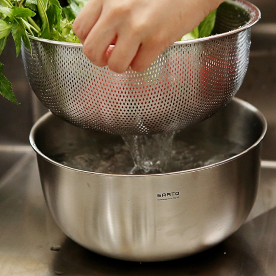 폴스테인리스볼 2P세트 2size 21cm 24cm 믹싱볼 펀칭볼 무광스텐볼 타공채반